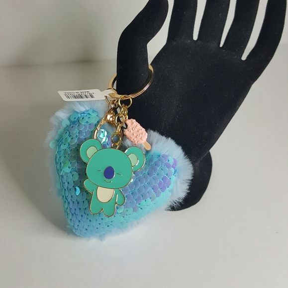 Accessories | Big Fluffy Sequence Heart Koya Theme Keychain | Poshmark